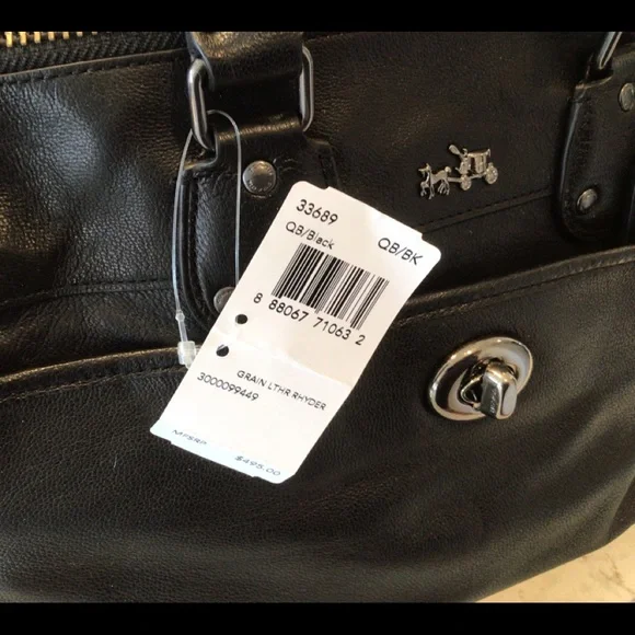 New Coach Rhyder Satchel Black Leather(COACH F33689)
